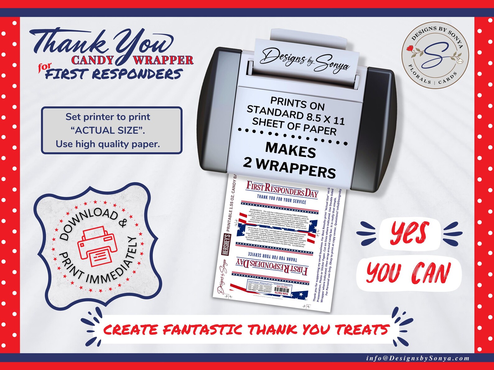 Printable First Responders Day Candy Bar Wrapper – DIY Thank You Gift ...