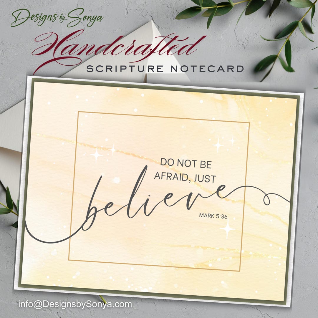 Gold Sparkle Scripture Card • Do Not Be Afraid Just Believe • Christian ...