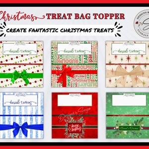 Christmas Treat Bag Topper Printable Digital Download Green Bow & Polka ...
