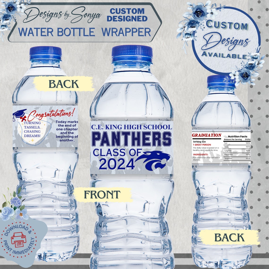 Limited Edition Graduation 20 FL OZ Water Bottle Wrapper CE King High ...