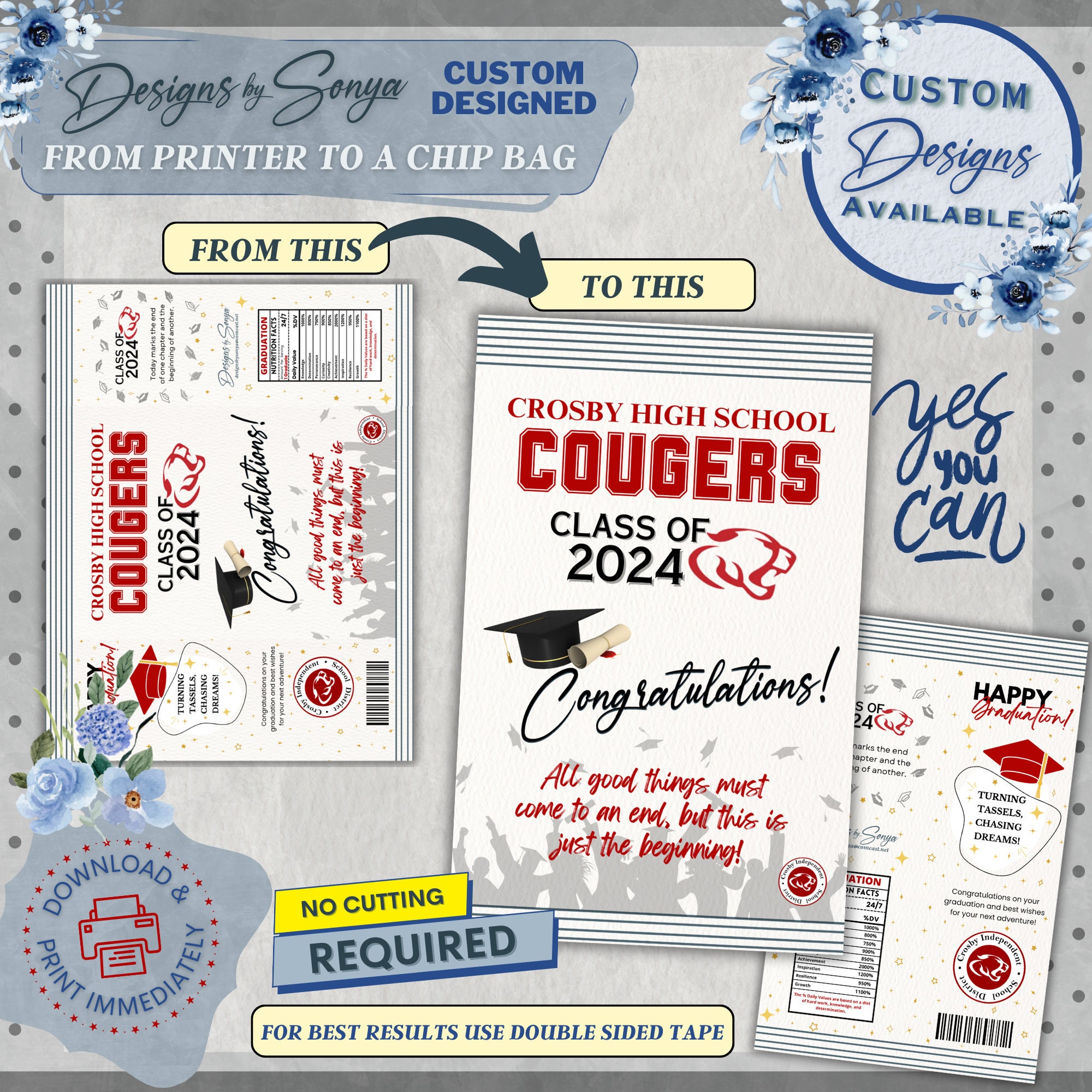 Limited Edition Graduation Chip Bag Party Favor Crosby High School ...