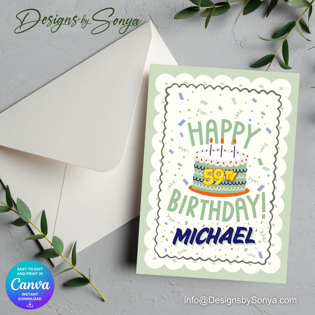 Personalized Editable 5 X 7 Birthday Greeting Card for Any Name & Age ...