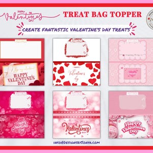 Set of 4 Valentine's Day Treat Bag Toppers Printable – DIY Candy Bag ...