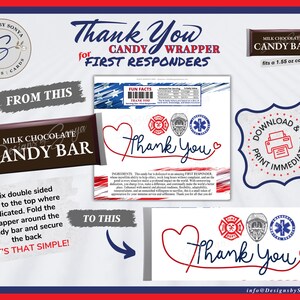 Thank You First Responder Candy Bar Wrapper – Printable Appreciation ...