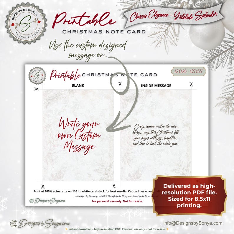 Printable Christmas Card, Vintage Typewriter Holiday Note Card, A2 (4. ...