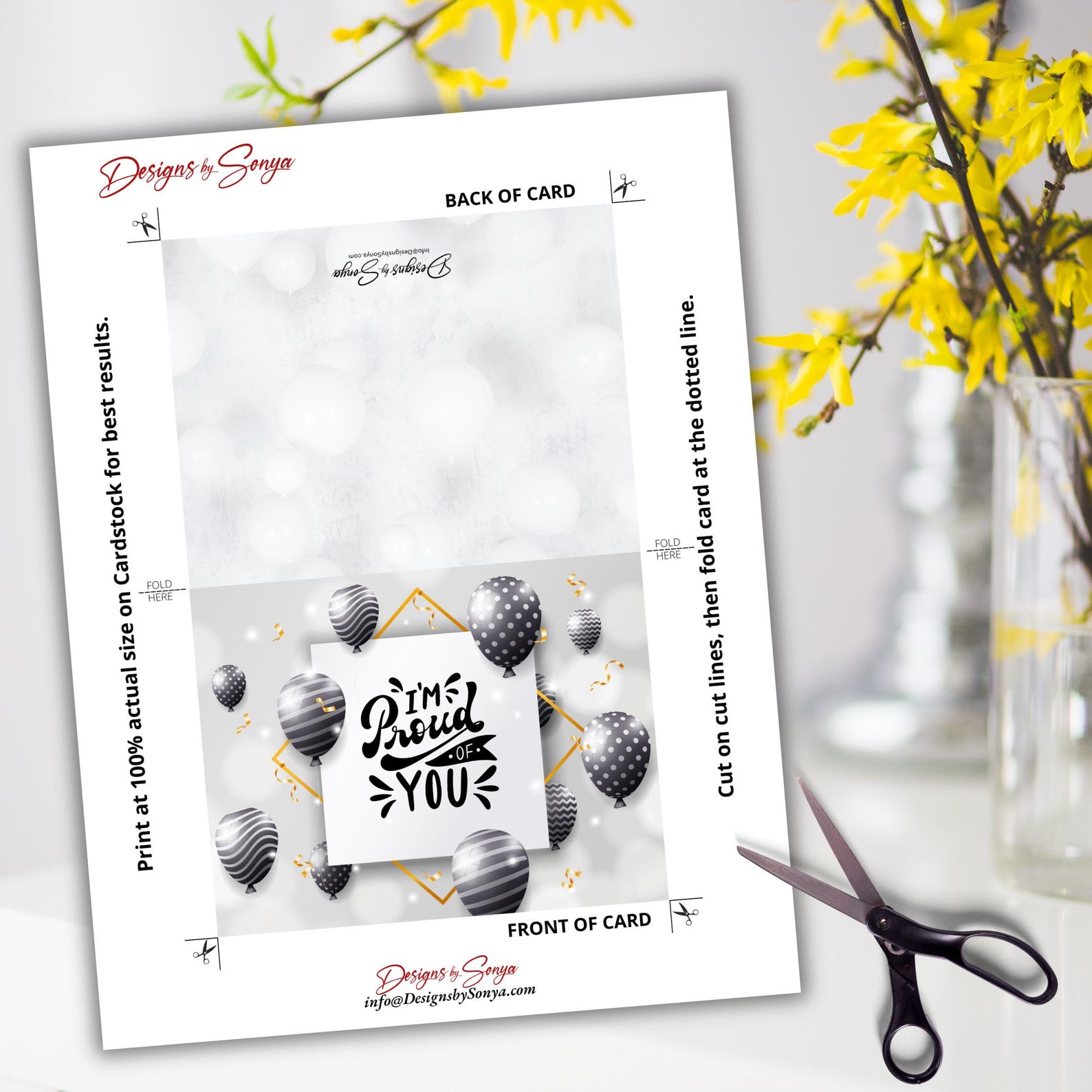 Printable Graduation A2 Card | I'm Proud of You | Black & White ...