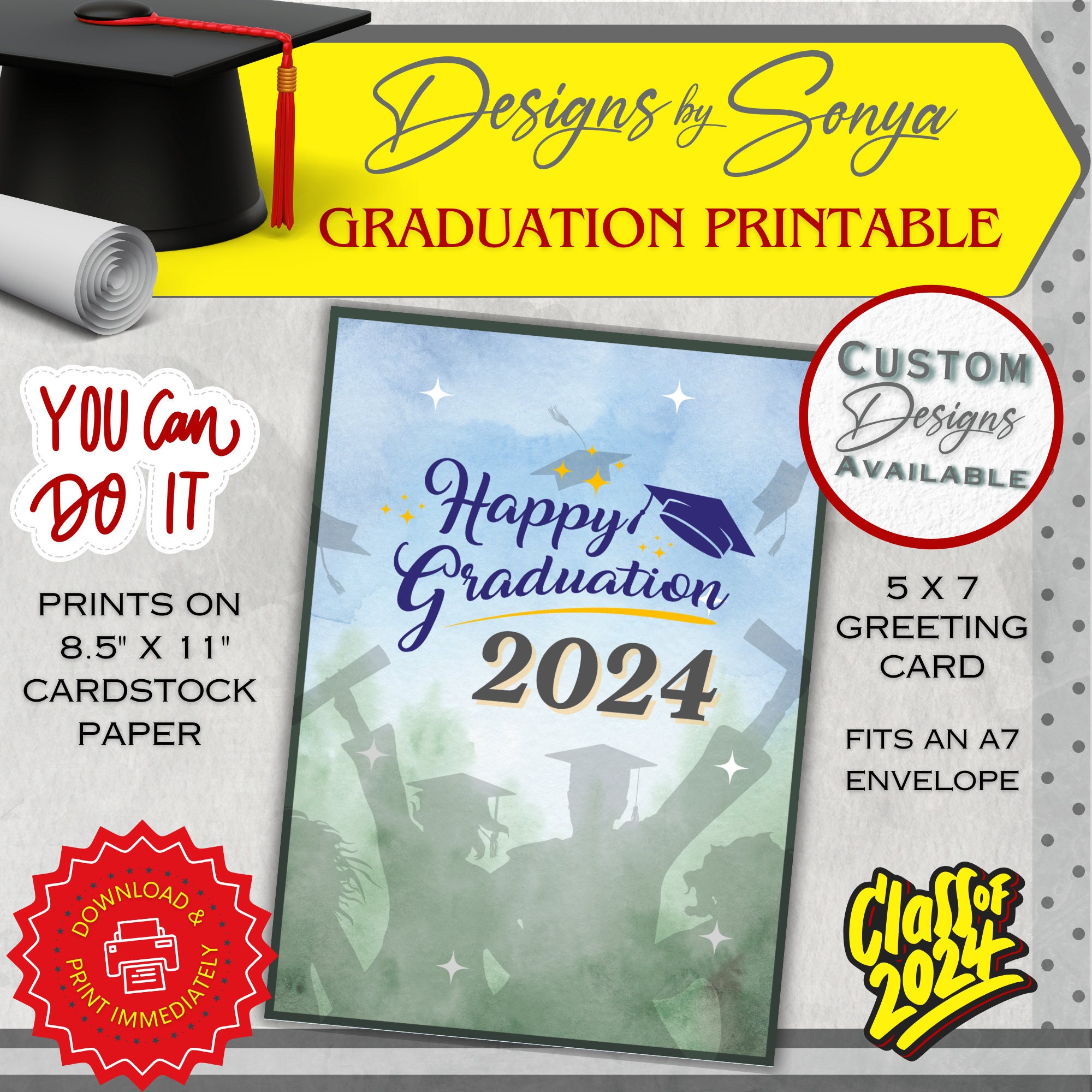 Graduation Class of 2024 Printable Greeting Card Holder Matching ...