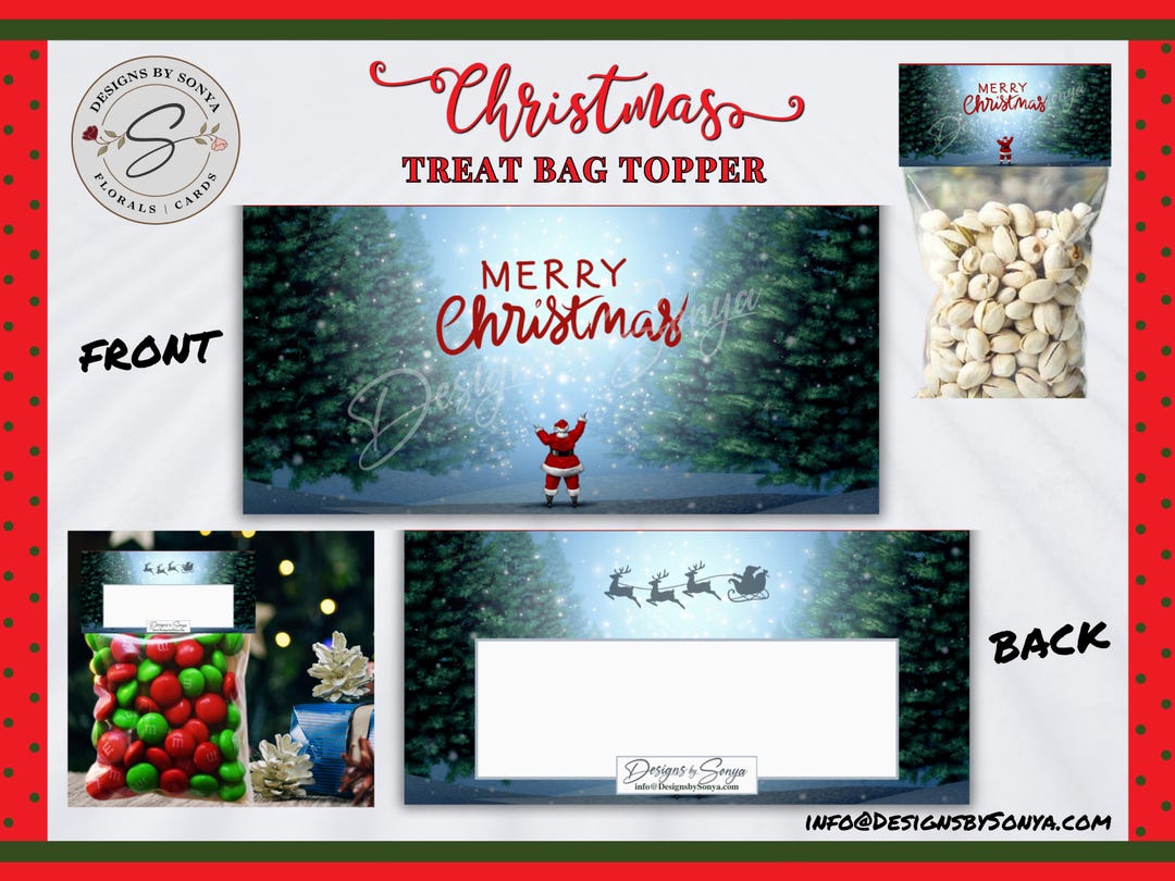 Printable Christmas Treat Bag Toppers Instant Download Santa and ...