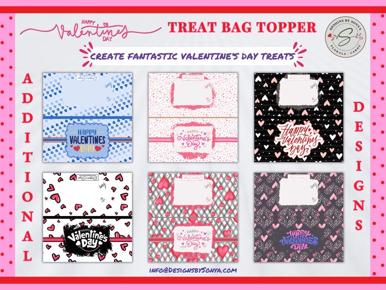 Set of 4 Valentine's Day Treat Bag Toppers Printable – DIY Candy Bag ...