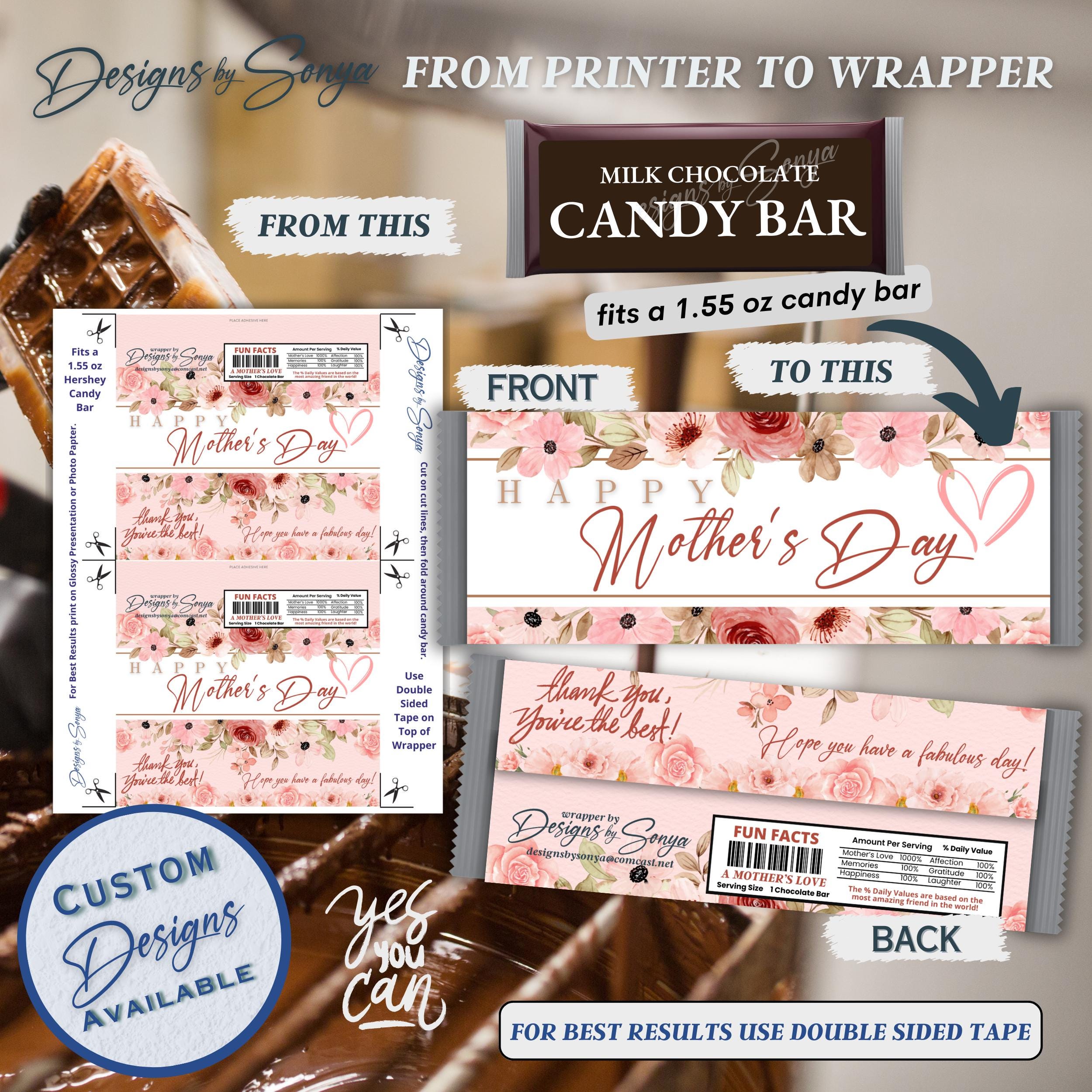 Mother’s Day Candy Bar Wrapper, Floral Chocolate Wrapper for Mom ...