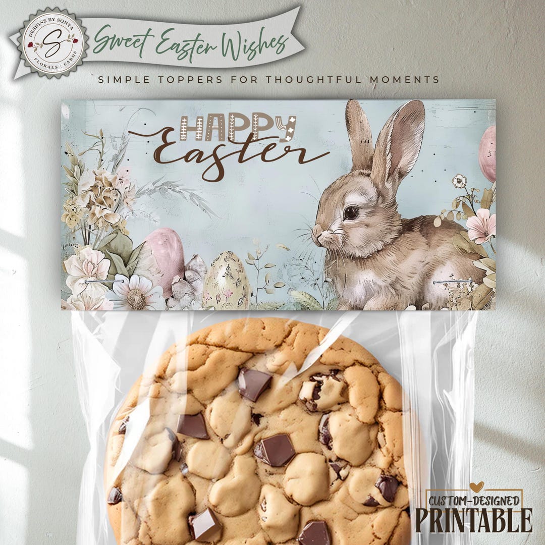 Watercolor Printable Easter Bunny Treat Bag Topper, DIY Easter ...