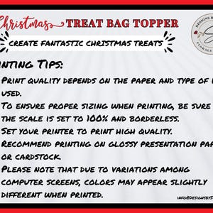 Christmas Treat Bag Topper Printable Digital Download Green Bow & Polka ...