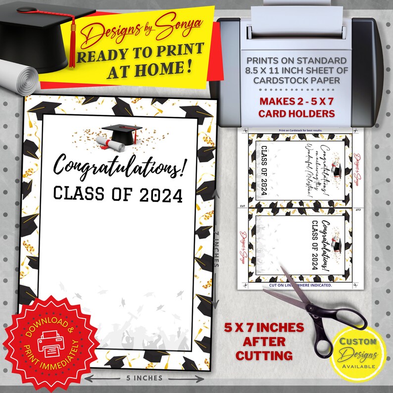 Graduation Class of 2024 Printable Greeting Card Holder Matching ...