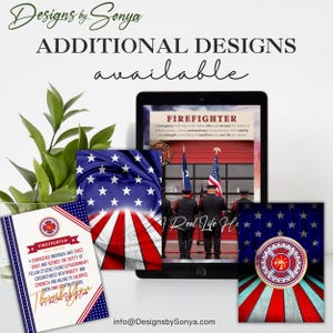 Firefighter Greeting Card With Flames | Printable Canva Template ...