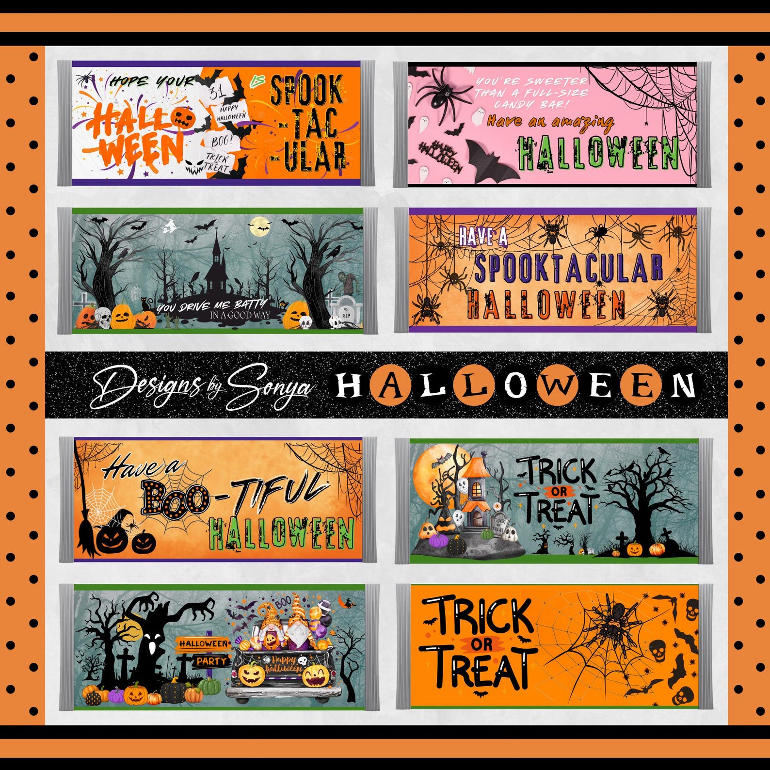 Printable Halloween Candy Bar Wrapper – Bold Black & White Stripe W ...