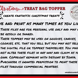 Christmas Treat Bag Topper Printable Digital Download Green Bow & Polka ...