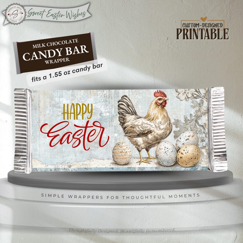 Happy Easter Candy Bar Wrapper Printable – Farm Chicken Chocolate Bar ...