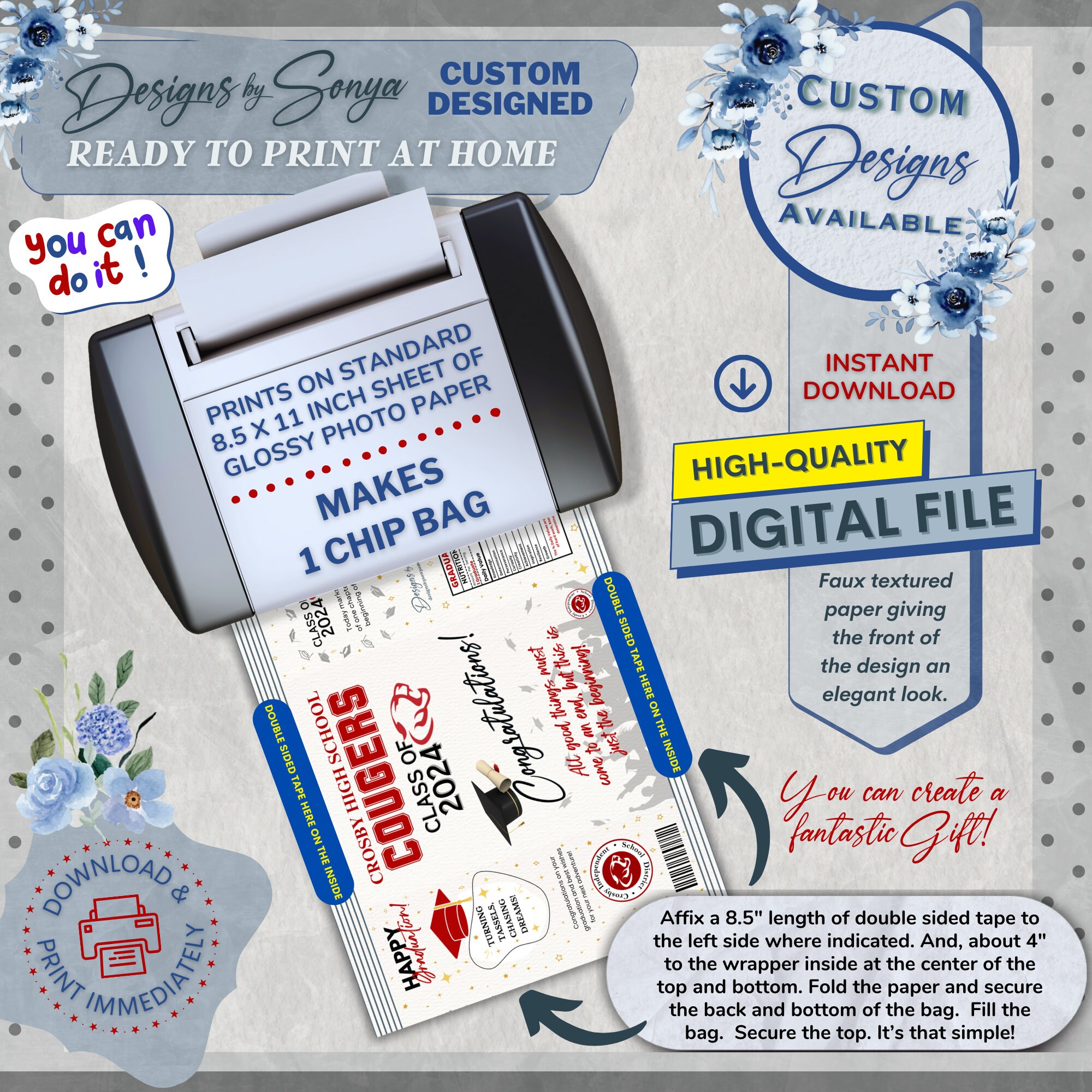 Limited Edition Graduation Chip Bag Party Favor Crosby High School ...