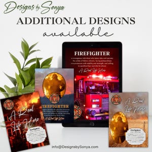 Firefighter Greeting Card With Flames | Printable Canva Template ...