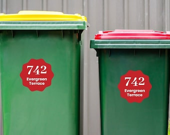 Wheelie Bin Sticker Set of 3 Custom Stickers With House - Etsy