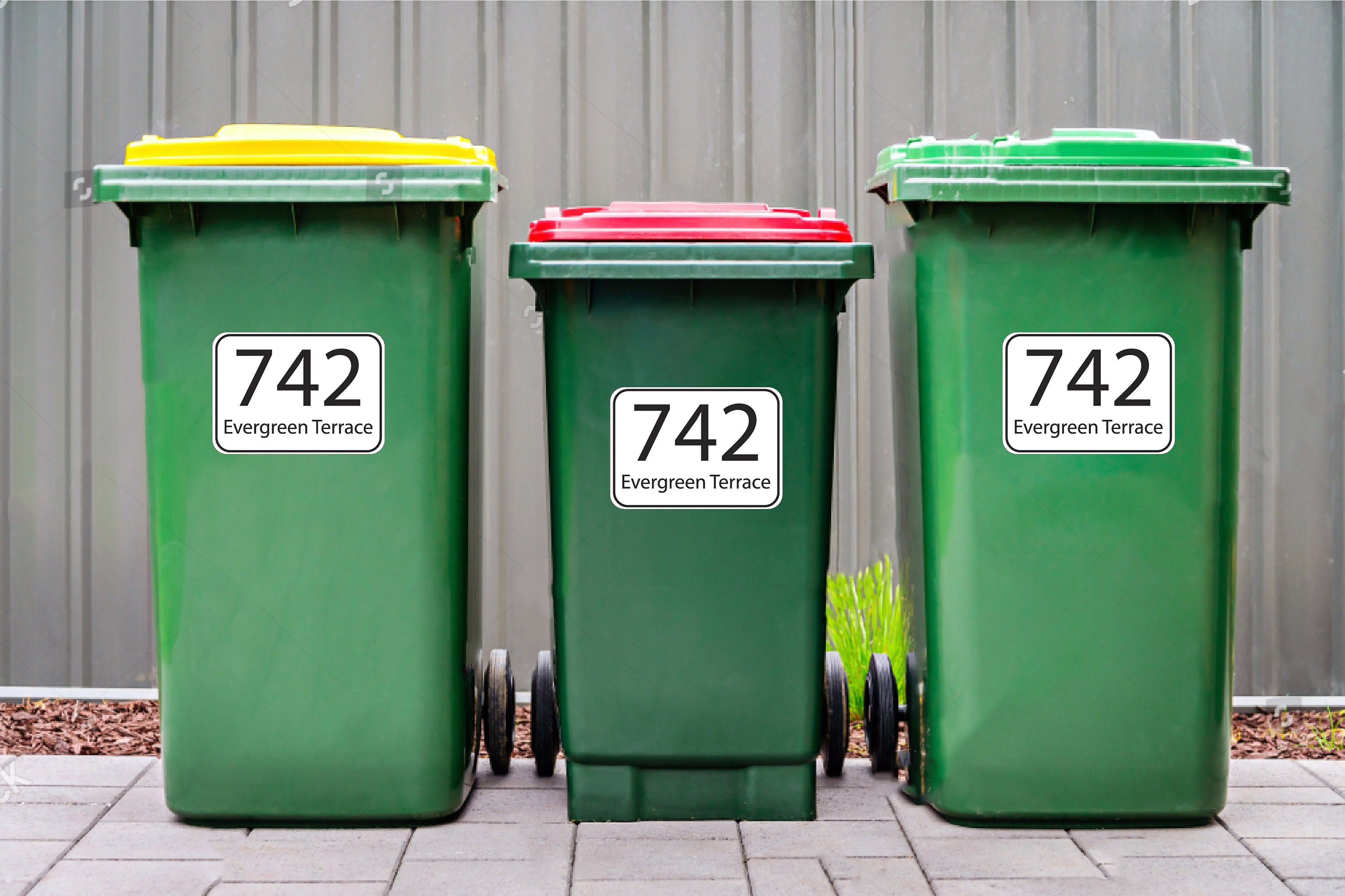 Wheelie Bin Sticker, Set of 3, Custom Stickers With House Number and ...