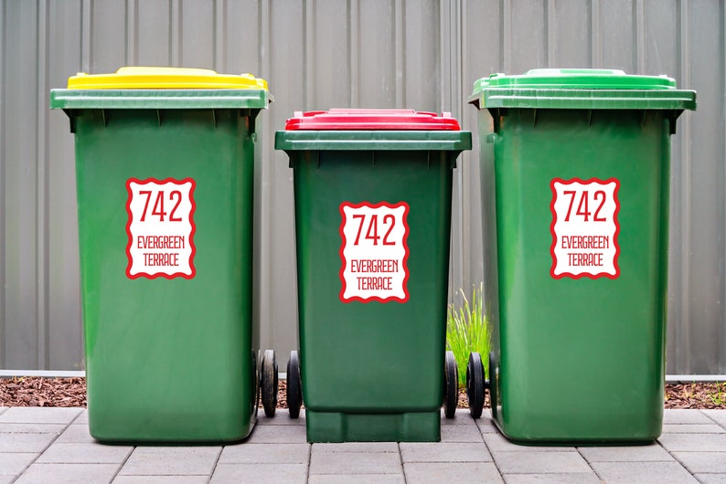 Blue Wheelie Bin Stickers, Wavy Labels for Outdoor Garbage Bins, House ...