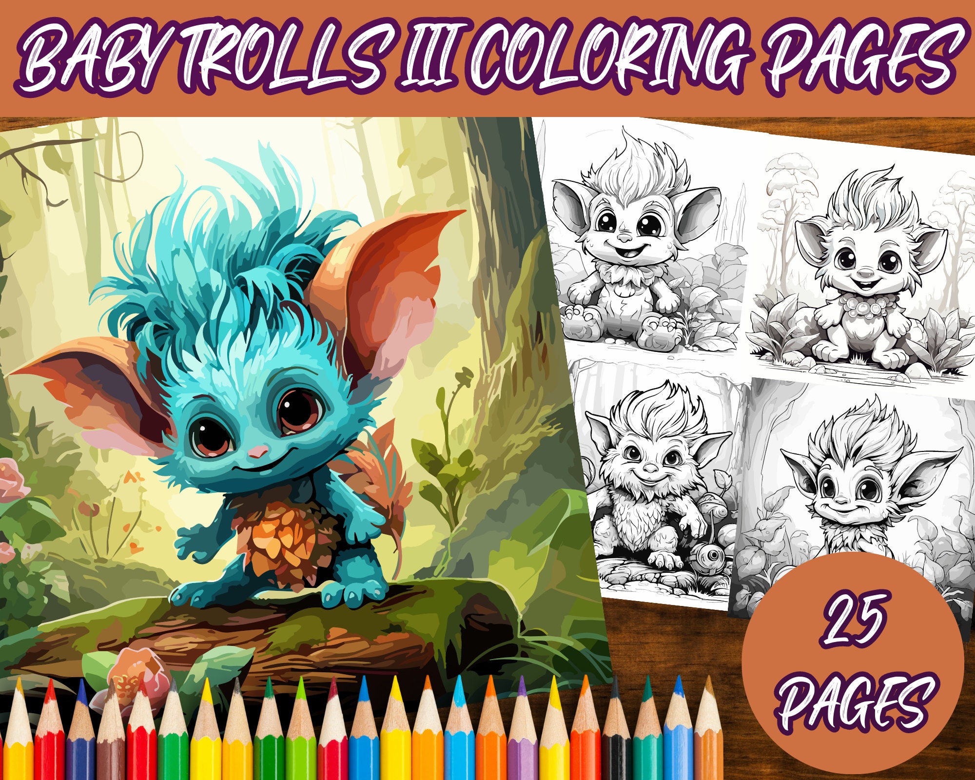 Baby Troll III Coloring Book Adults & Kids Instant Download - Etsy