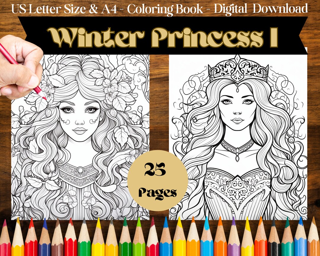 Winter Princess I Coloring Book, Coloring Pages, Grayscale Coloring ...