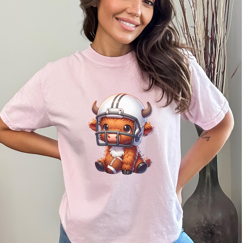 Football Shirt, Highland Cow Comfort Colors Shirt, Cute Cow T-shirt ...