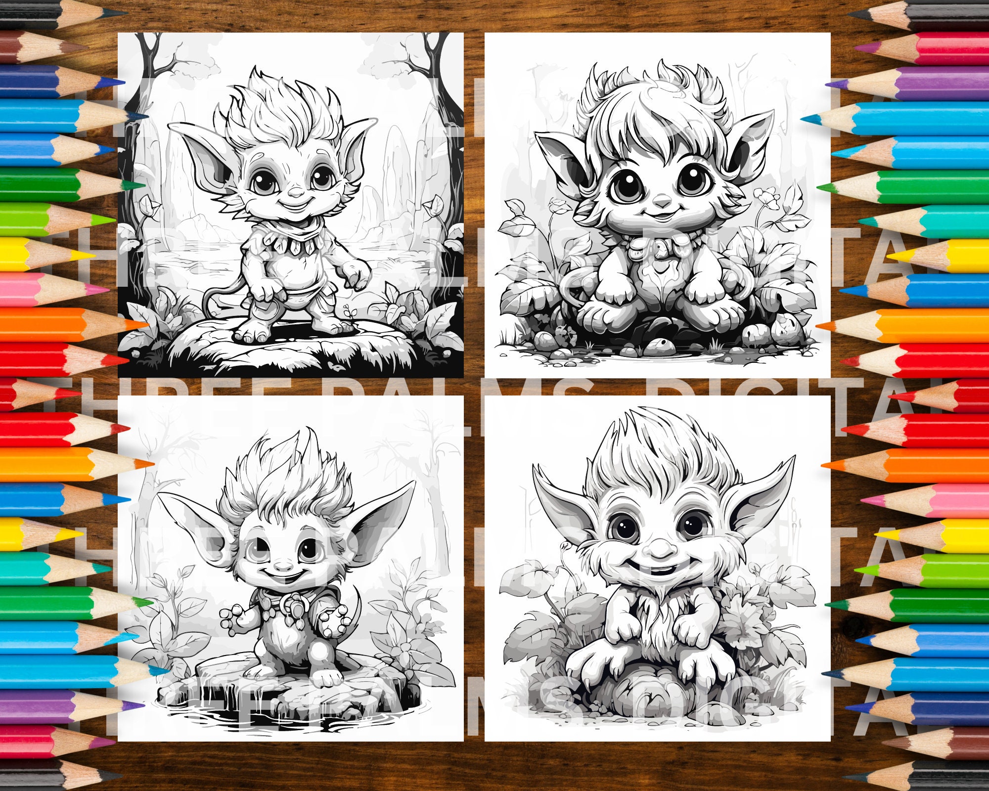 Baby Troll III Coloring Book Adults & Kids Instant Download - Etsy
