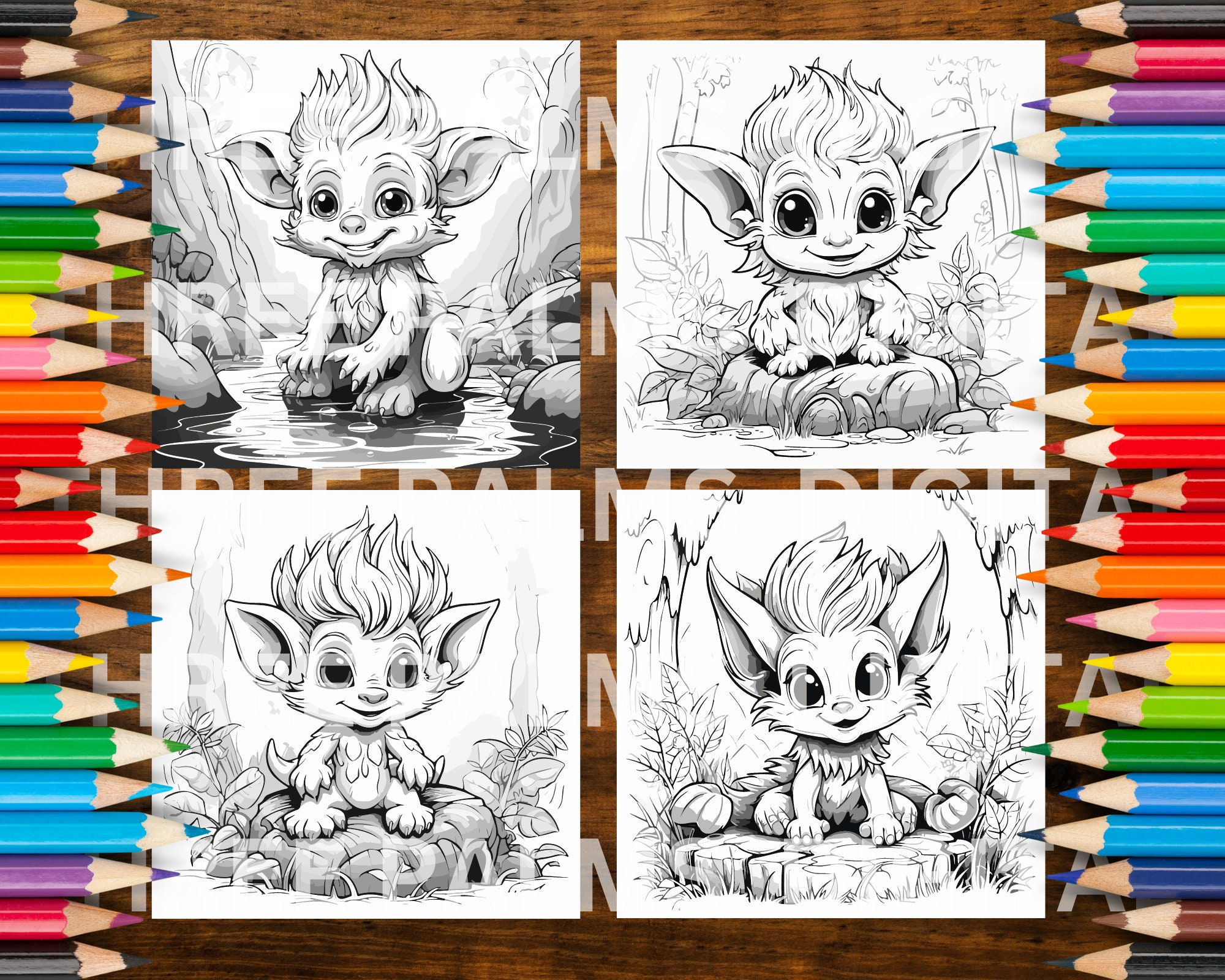 Baby Troll III Coloring Book Adults & Kids Instant Download - Etsy