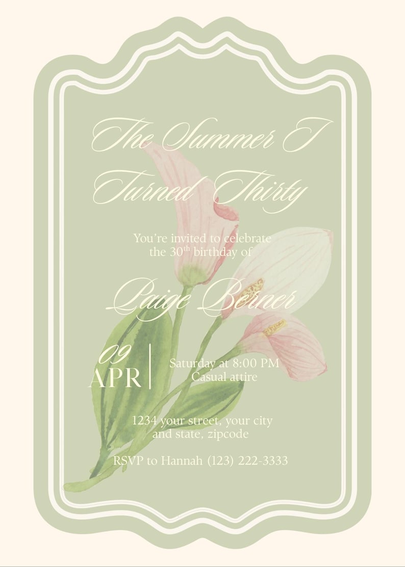The Summer I Turned Pretty 30th Birthday Invitation Canva Template ...
