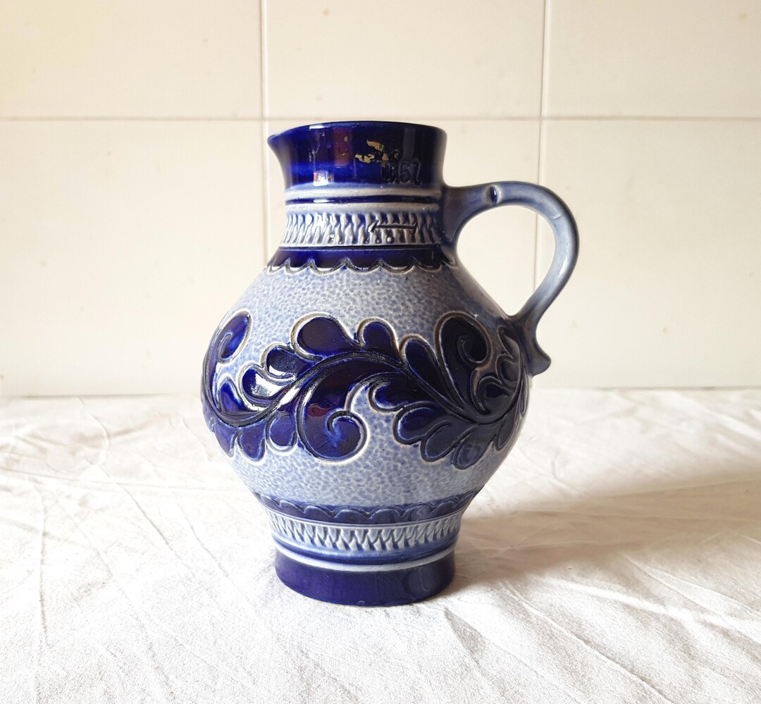 Marzi & Remy Vintage German Jug Carafe in Glazed and Hand Decorated ...