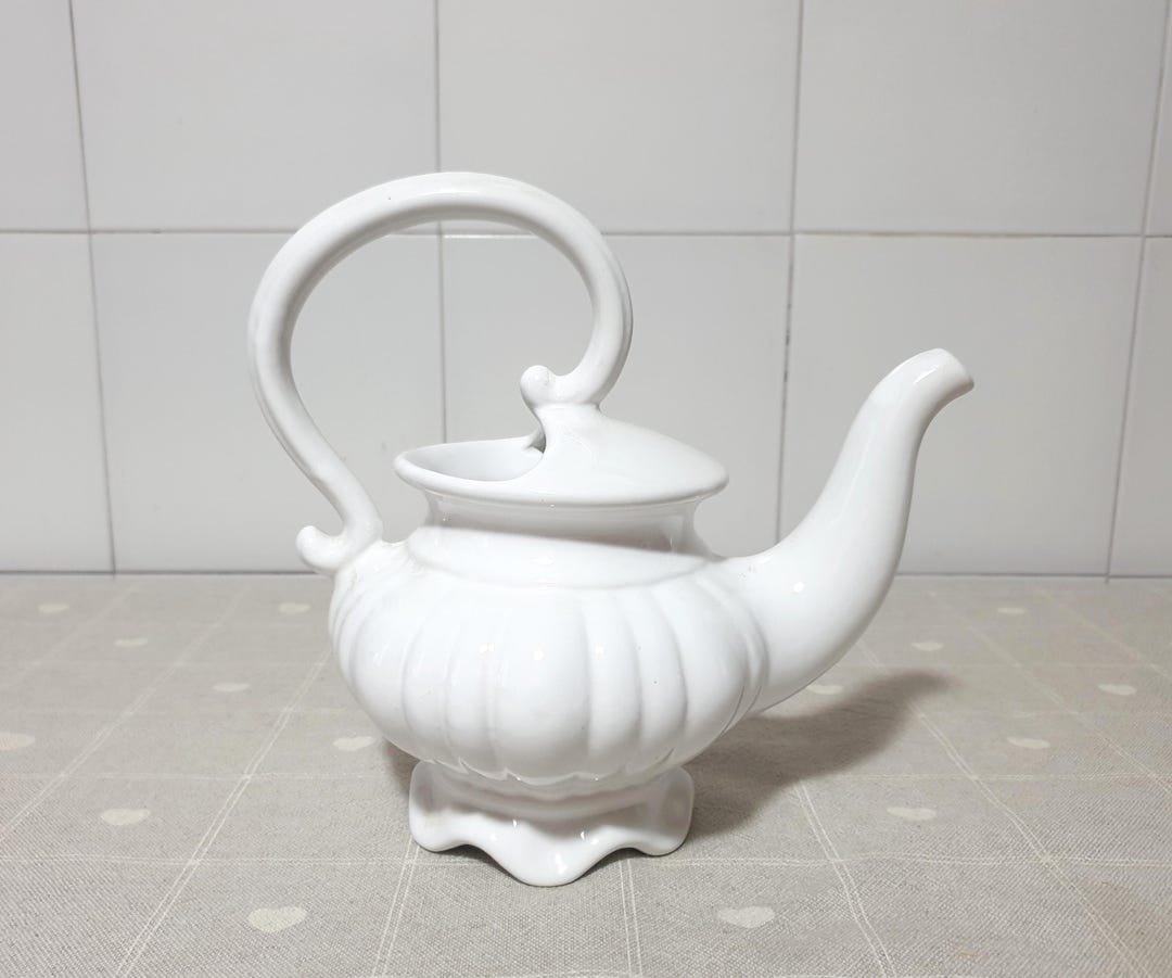 Vintage Classic Country Teapot in Fine White Ceramic - Etsy