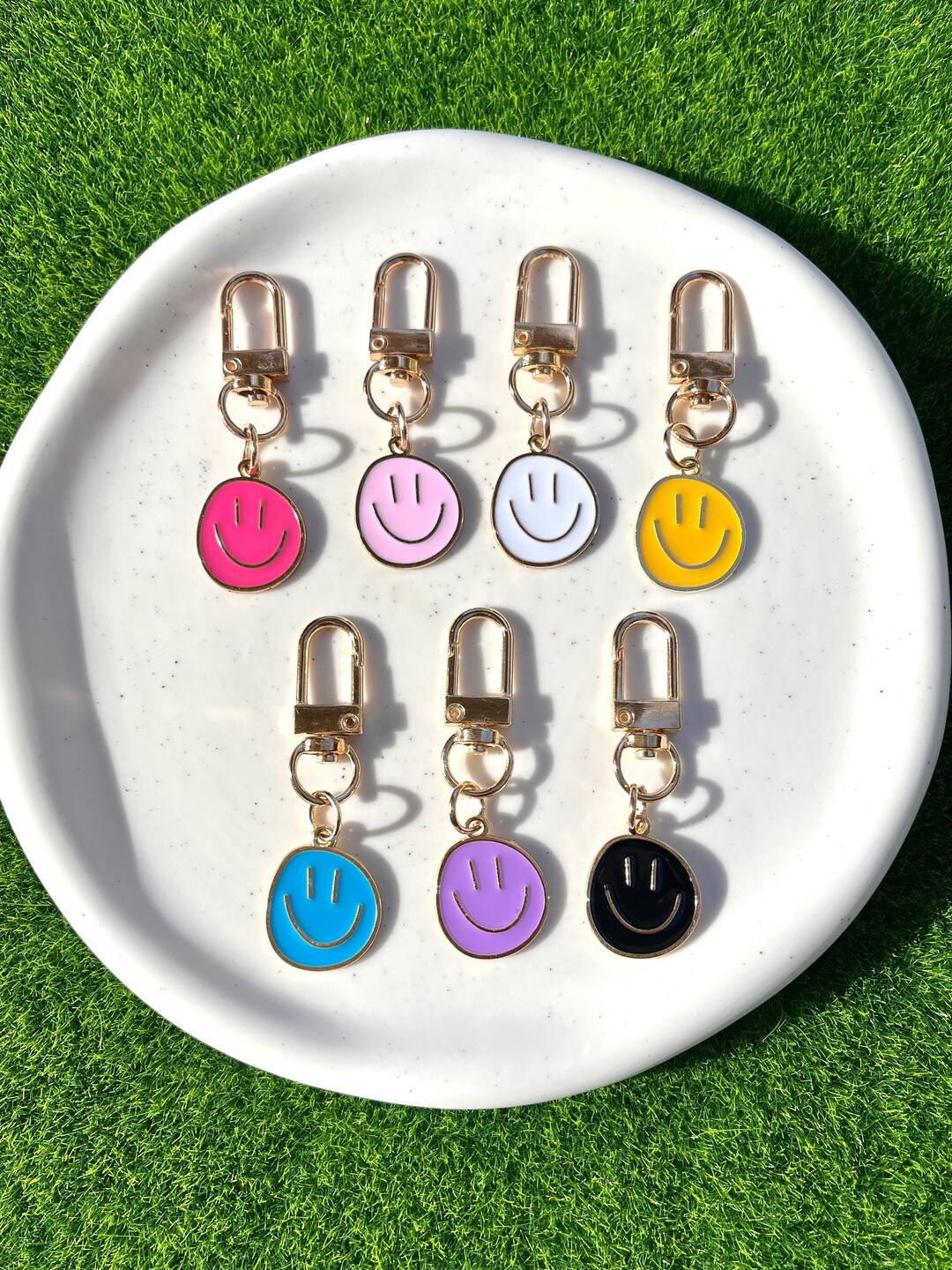 NEW the Preppy Smiles Keychain Colorful Cute Smile Keychain, Happy Face ...