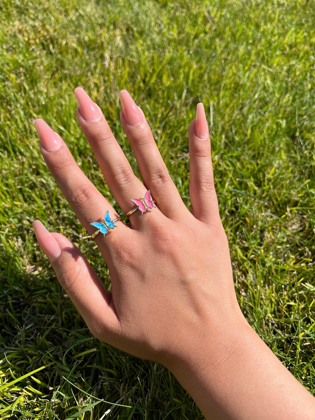 Butterfly Spin Ring Anxiety Fidget Ring, Stress Relief Ring, Spinner ...