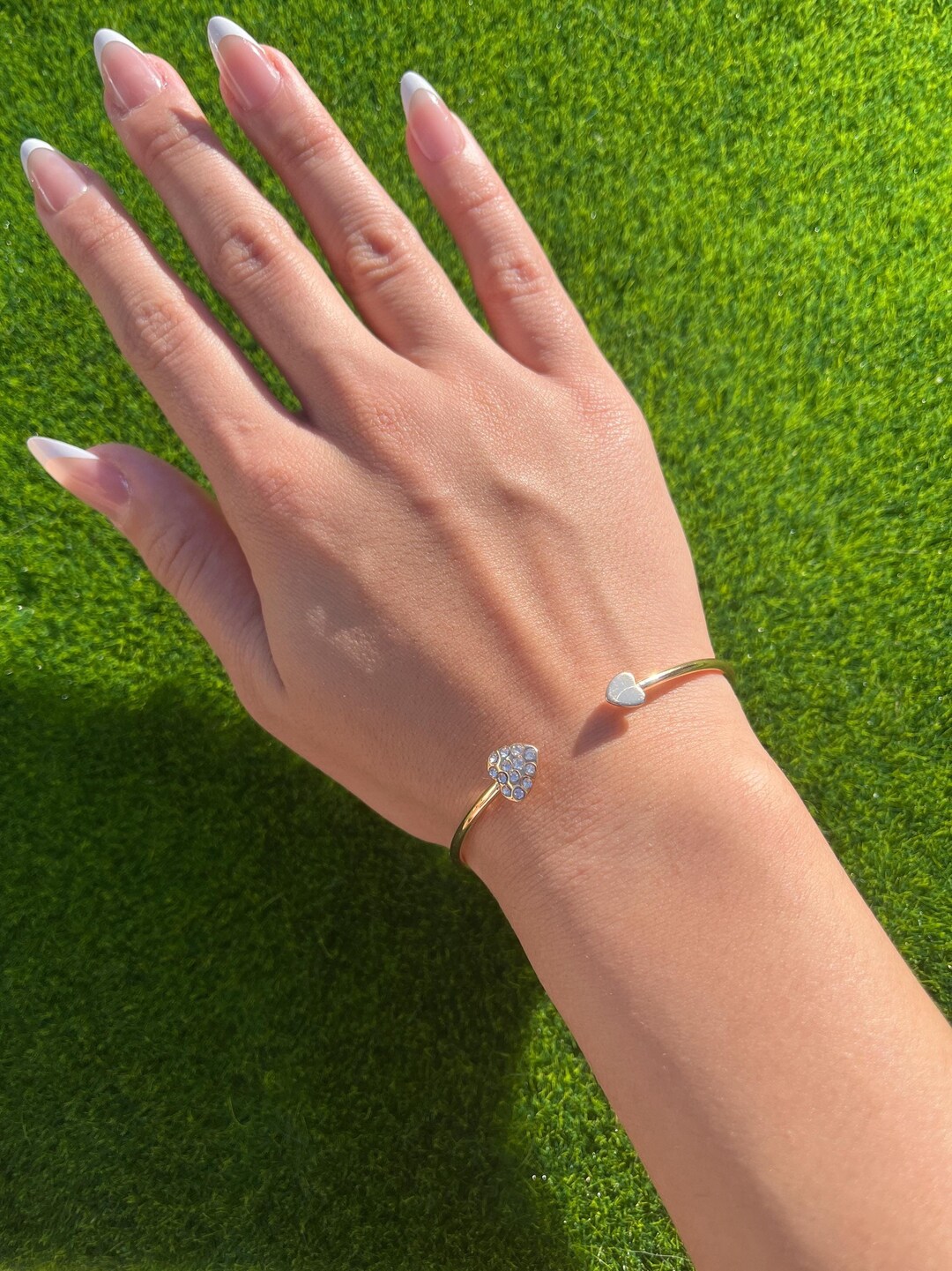 NEW the Heart Bangle | Gold Heart Bracelet, Summer Accessory, Love ...