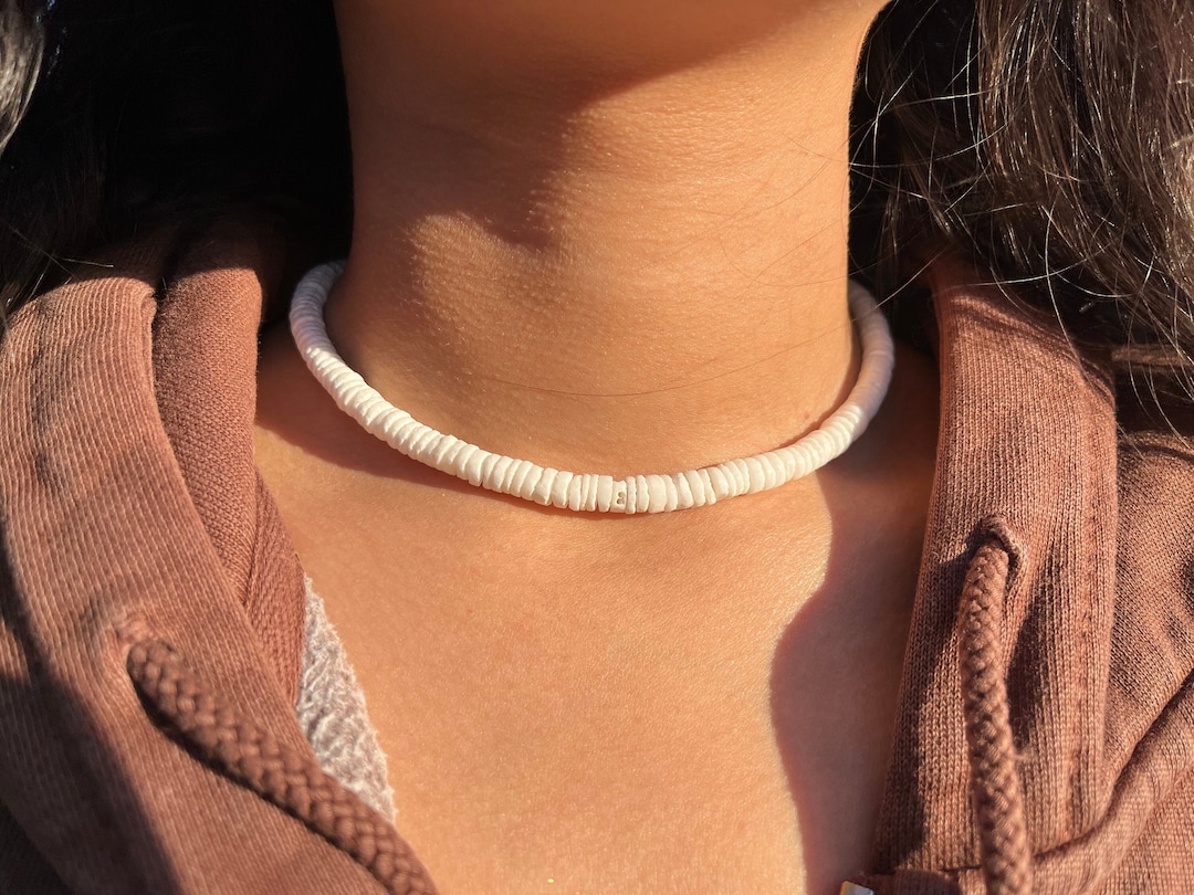 The Puka Shell Necklace | White Shell Disc Necklace, Beach Jewelry ...
