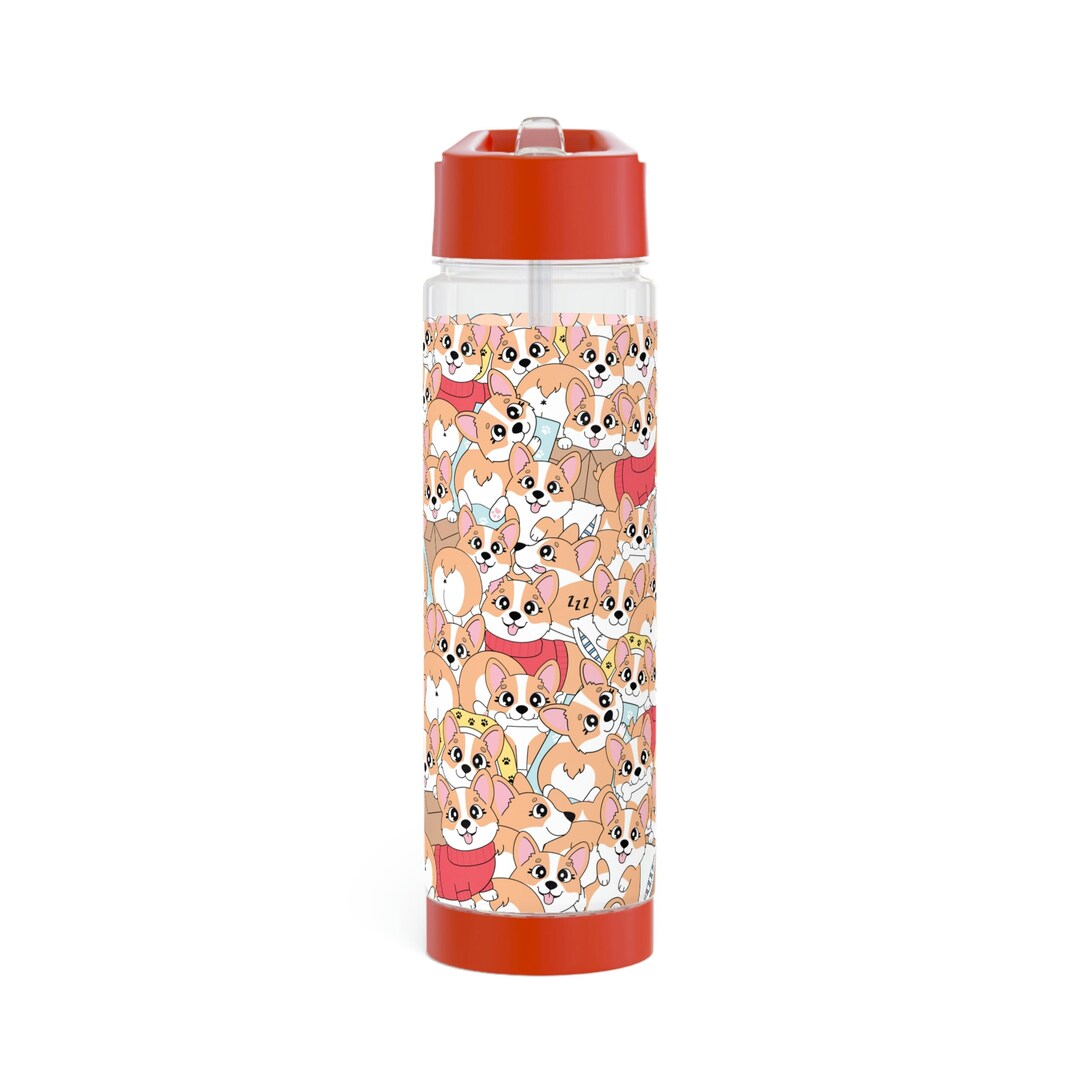 Kawaii Corgis Infuser Water Bottle Chibi Gift for Friend Corgis Bottle Cute Chibi Kawaii Gift ...