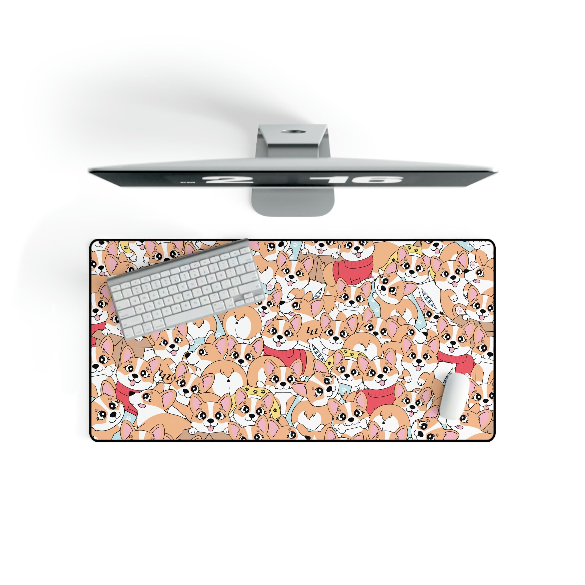 Kawaii Corgi Desk Mat Kawaii Home Office Supplies Anime Corgis Dog ...