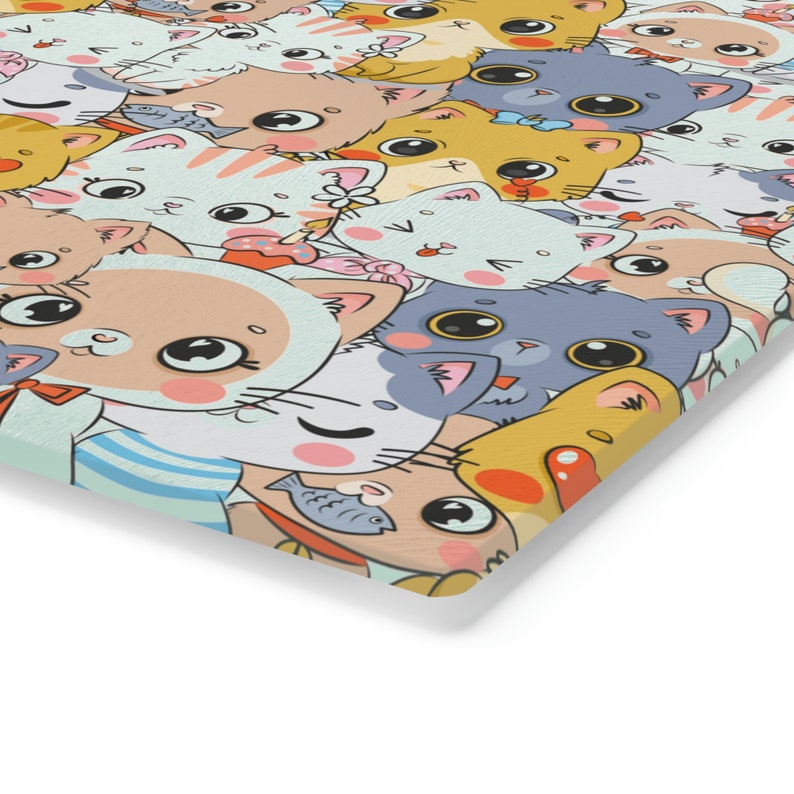 Kawaii Cats Cutting Board Chibi Kitchen Gift for Anime Fan - Etsy
