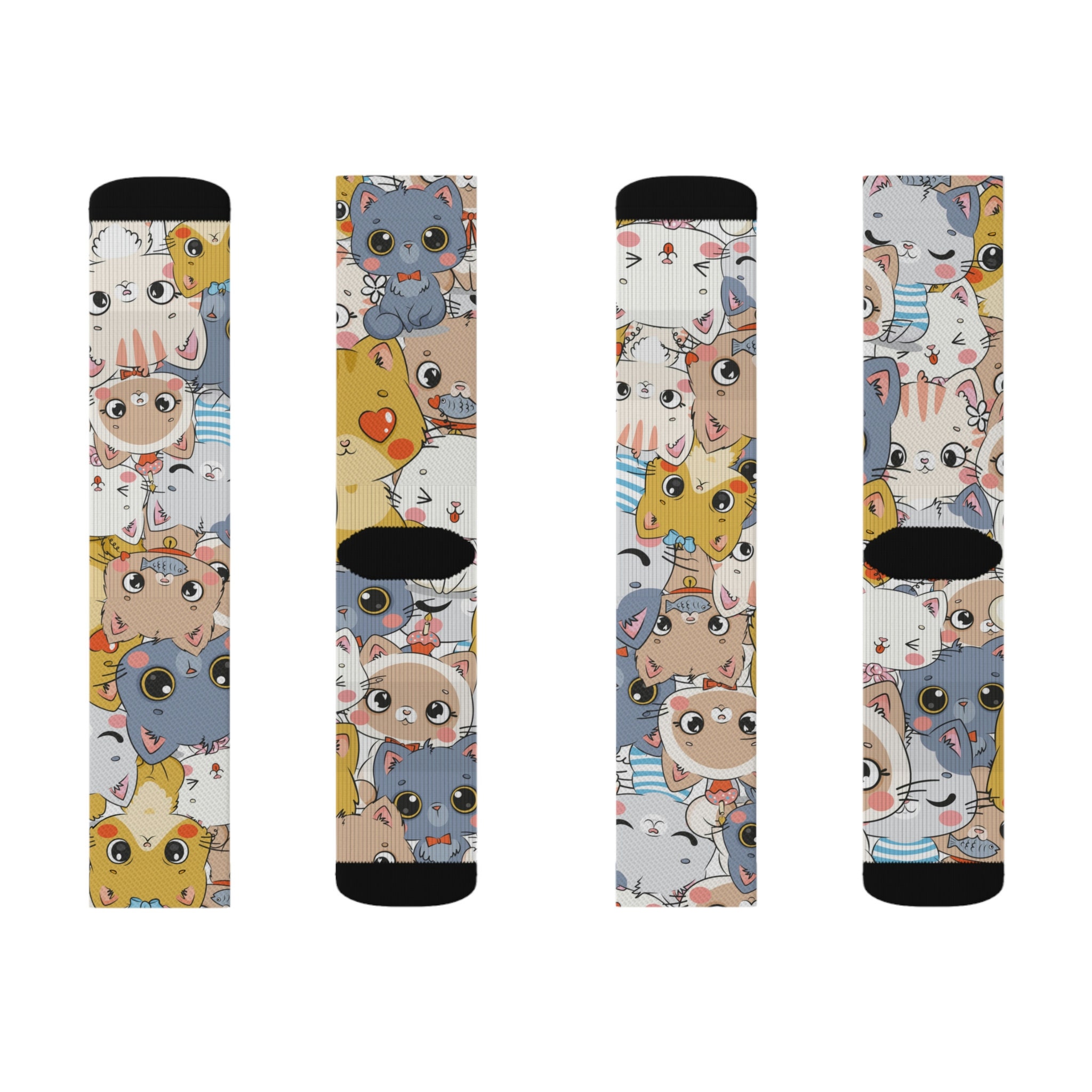 Kawaii Cats Socks Chibi Gift Idea Cute Cats Aesthetic Socks Gift for ...