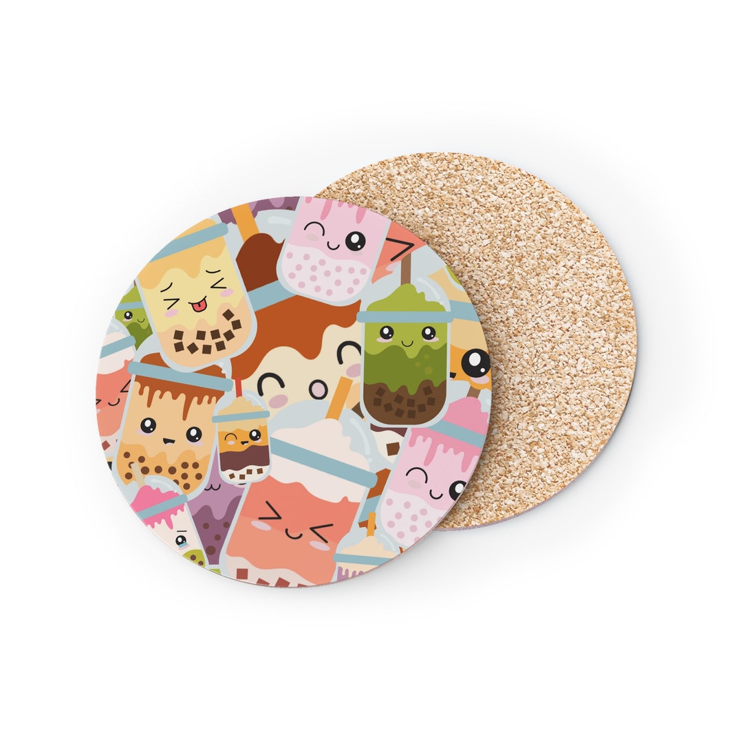 Kawaii Bubble Tea Coasters Kitchen Accessories Chibi Gift Idea ...