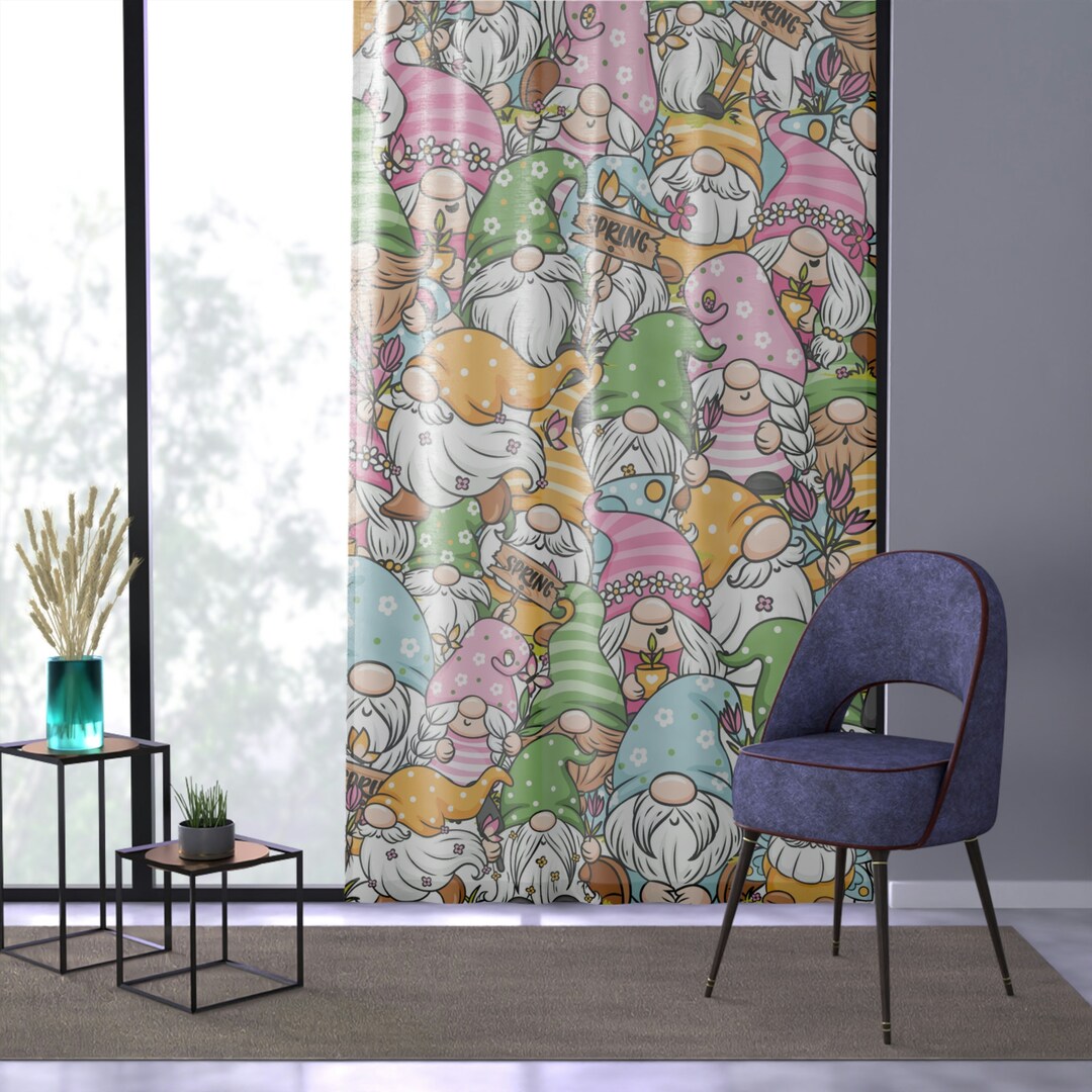 Kawaii Gnomes Window Curtain Chibi Wall Decor Gift for Anime Fan Kawaii ...