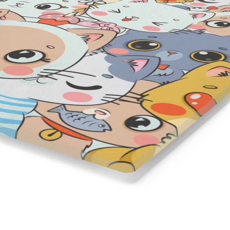 Kawaii Cats Cutting Board Chibi Kitchen Gift for Anime Fan - Etsy