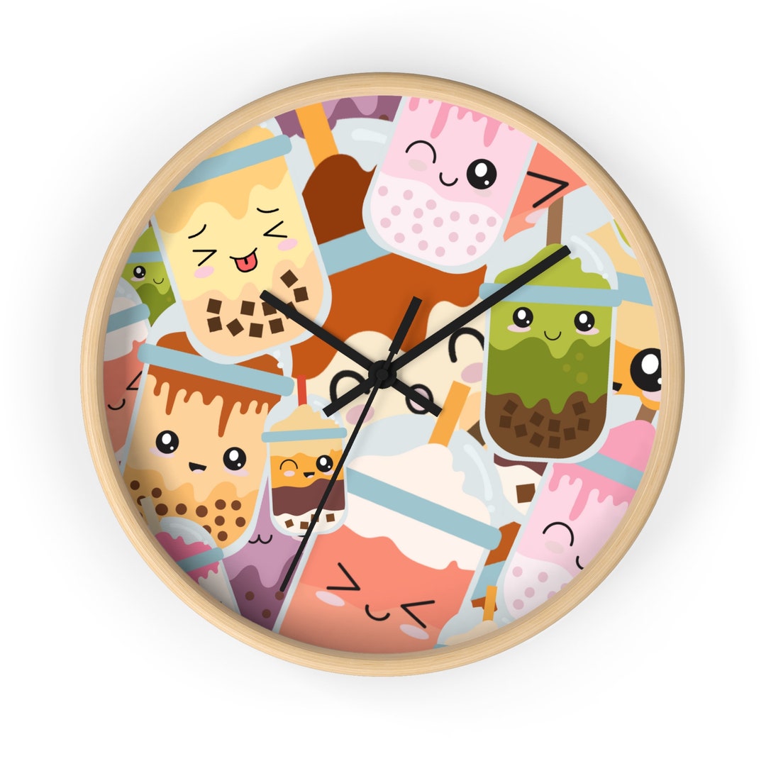 Kawaii Bubble Tea Wall Clock Chibi Boba Tea Wall Clock Kawaii Home ...