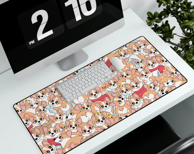 Kawaii Corgi Desk Mat Kawaii Home Office Supplies Anime Corgis Dog ...