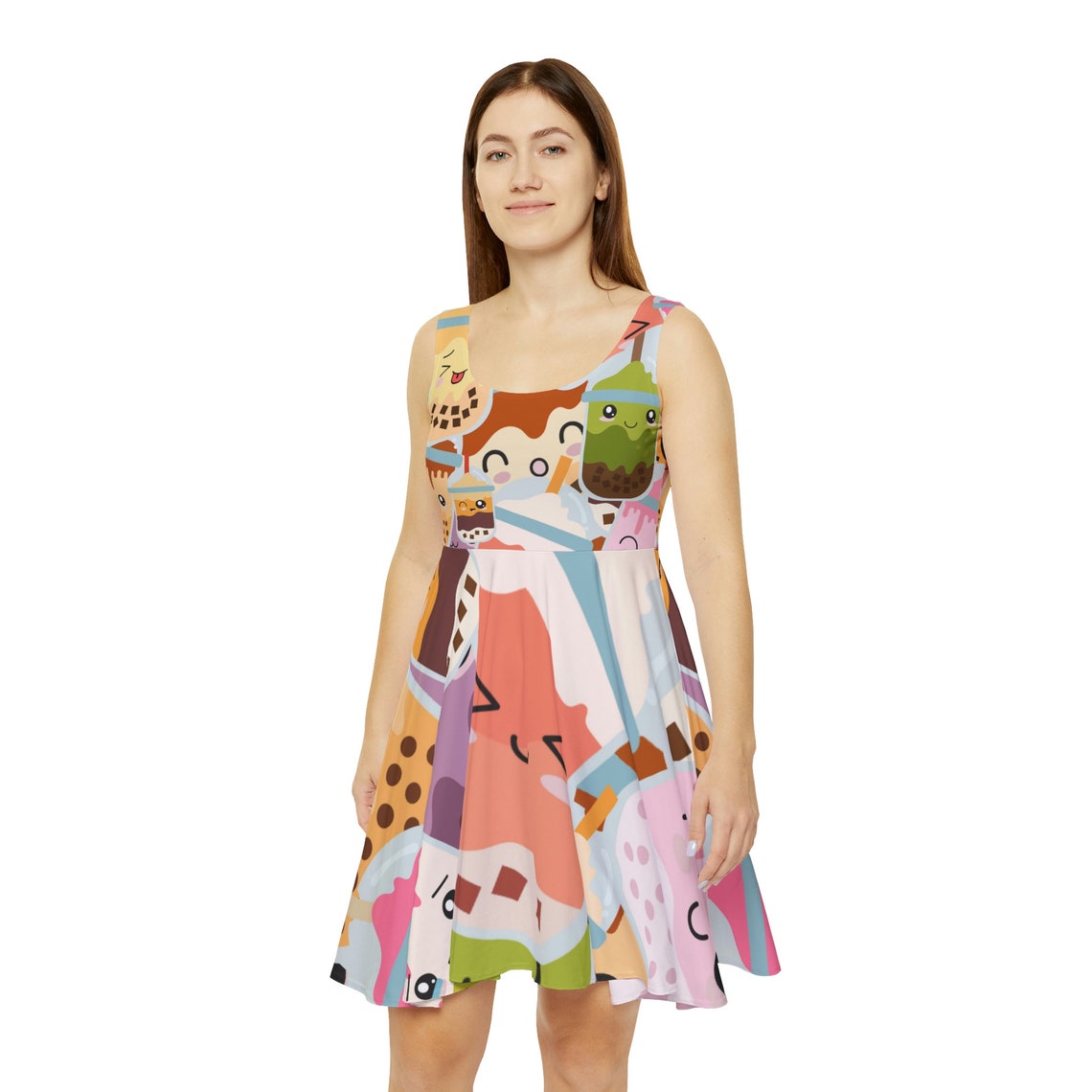 Kawaii Bubble Tea Women's Skater Dress Chibi Boba Tea Dress Gift for ...