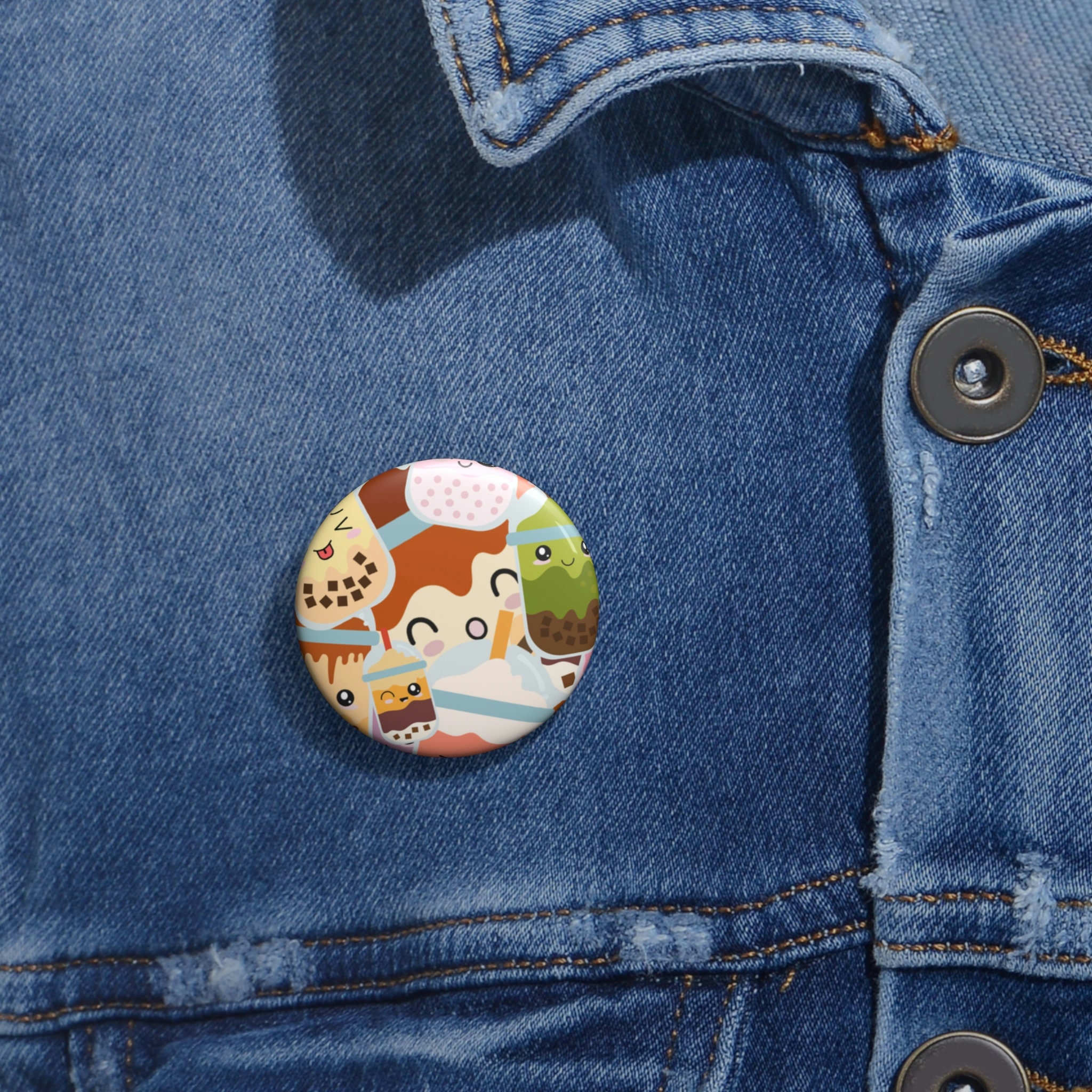 Kawaii Bubble Tea Pin Button Chibi Gift Idea Kawaii Accessories Boba ...