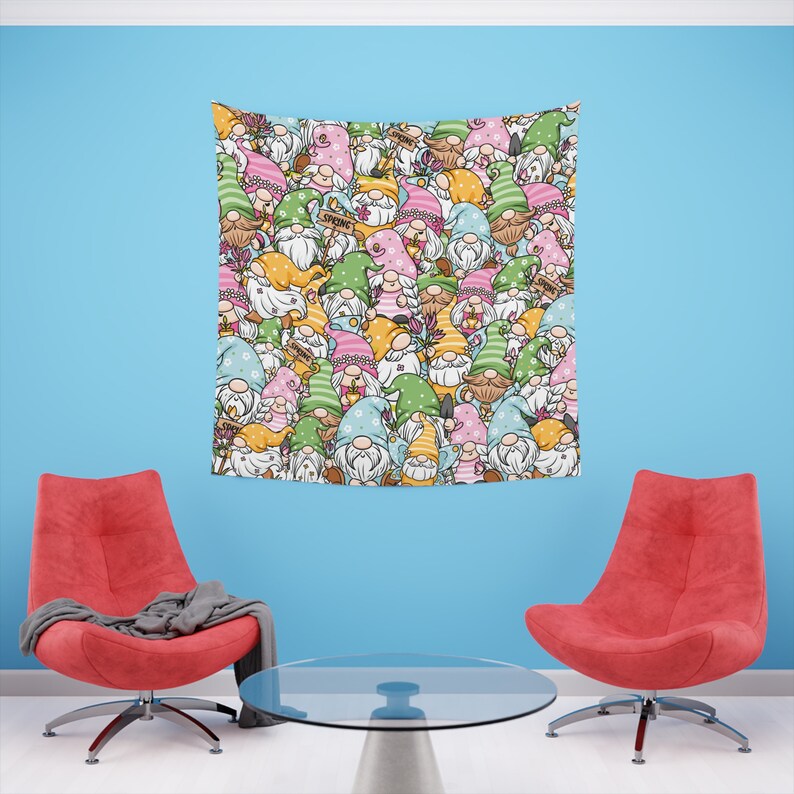 Kawaii Gnomes Printed Wall Tapestry Kawaii Wall Art Chibi Gnomes ...